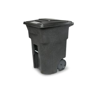 toter 2-wheel trash can with lid - blackstone, 96-gallon, model# ana96-00bks