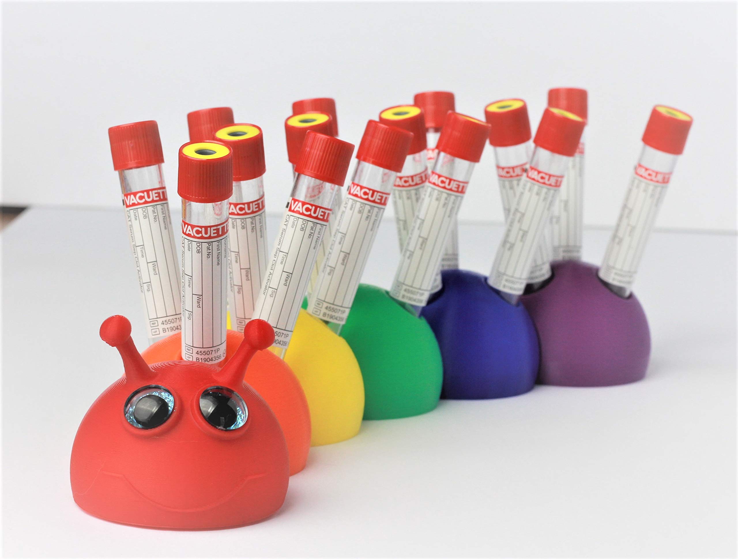 Test Tube Rack, 16mm Tube Size, Holds 15 Tubes, Fun Caterpillar Design (Rainbow, 16mm Tube Size)