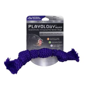 playology dri-tech pork sausage scent dental rope dog toy, small