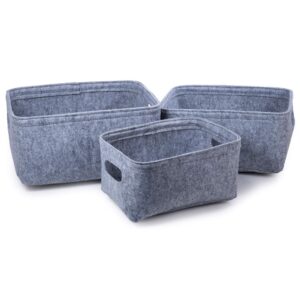 truu design stylish felt storage baskets, dark grey, 16 x 12 inches, set of 3