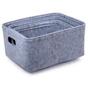 Truu Design Stylish Felt Storage Baskets, Dark Grey, 16 x 12 inches, Set of 3