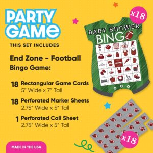 Big Dot of Happiness End Zone - Football - Picture Bingo Cards and Markers - Baby Shower Shaped Bingo Game - Set of 18