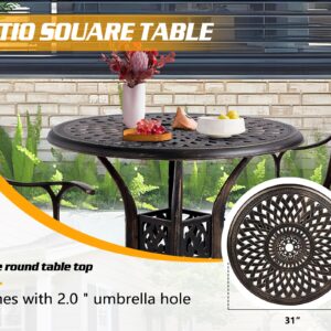 TITIMO 3 Piece Outdoor Bistro Table Set Cast Aluminum Table and Chairs Patio Furniture Antique Bronze