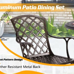 TITIMO 3 Piece Outdoor Bistro Table Set Cast Aluminum Table and Chairs Patio Furniture Antique Bronze