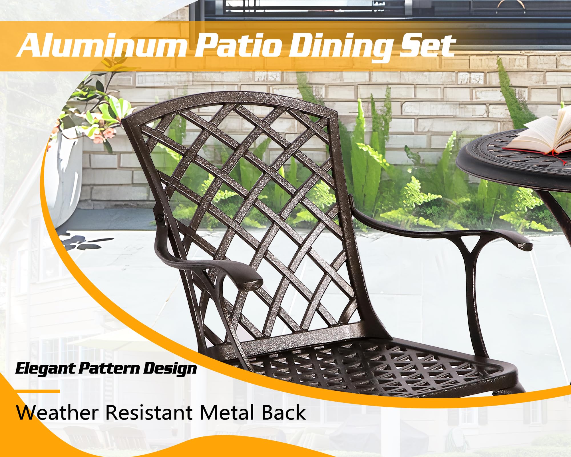 TITIMO 3 Piece Outdoor Bistro Table Set Cast Aluminum Table and Chairs Patio Furniture Antique Bronze