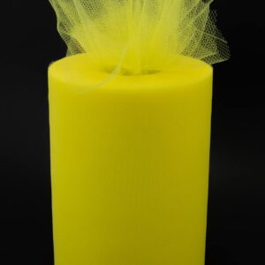 Tulle Fabric Roll | 6” by 100 Yards | Polyester Spool for Crafts Decorations Tutu Weddings Costumes Skirts Parties Gift Bow and More – by Craft Forge (Yellow)