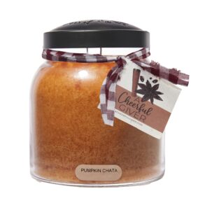 a cheerful giver - pumpkin chata - 34oz papa scented candle jar with lid - keepers of the light - 155 hours of burn time, gift for women, orange