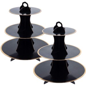 3-tier cardboard black cupcake stand/tower (2, black)