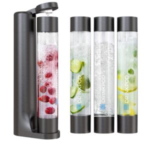 fizzpod sparkling water maker soda maker infused fruits soda maker machine for carbonating with 1l carbonating bottle, seltzer fizzy water maker, includes 3 x 1l carbonating bottle compatible with 60l