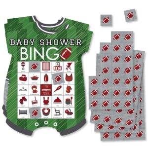 big dot of happiness end zone - football - picture bingo cards and markers - baby shower shaped bingo game - set of 18