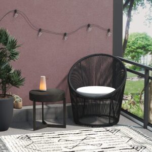 CosmoLiving by Cosmopolitan 88282BLK1E, Taura Collection, Resin Rope, Outdoor, Black Lounge Chair, Light Gray