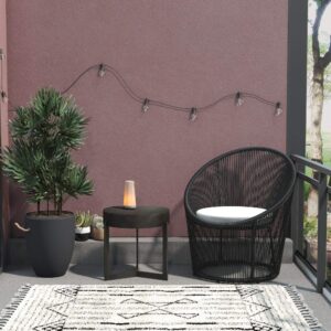 CosmoLiving by Cosmopolitan 88282BLK1E, Taura Collection, Resin Rope, Outdoor, Black Lounge Chair, Light Gray