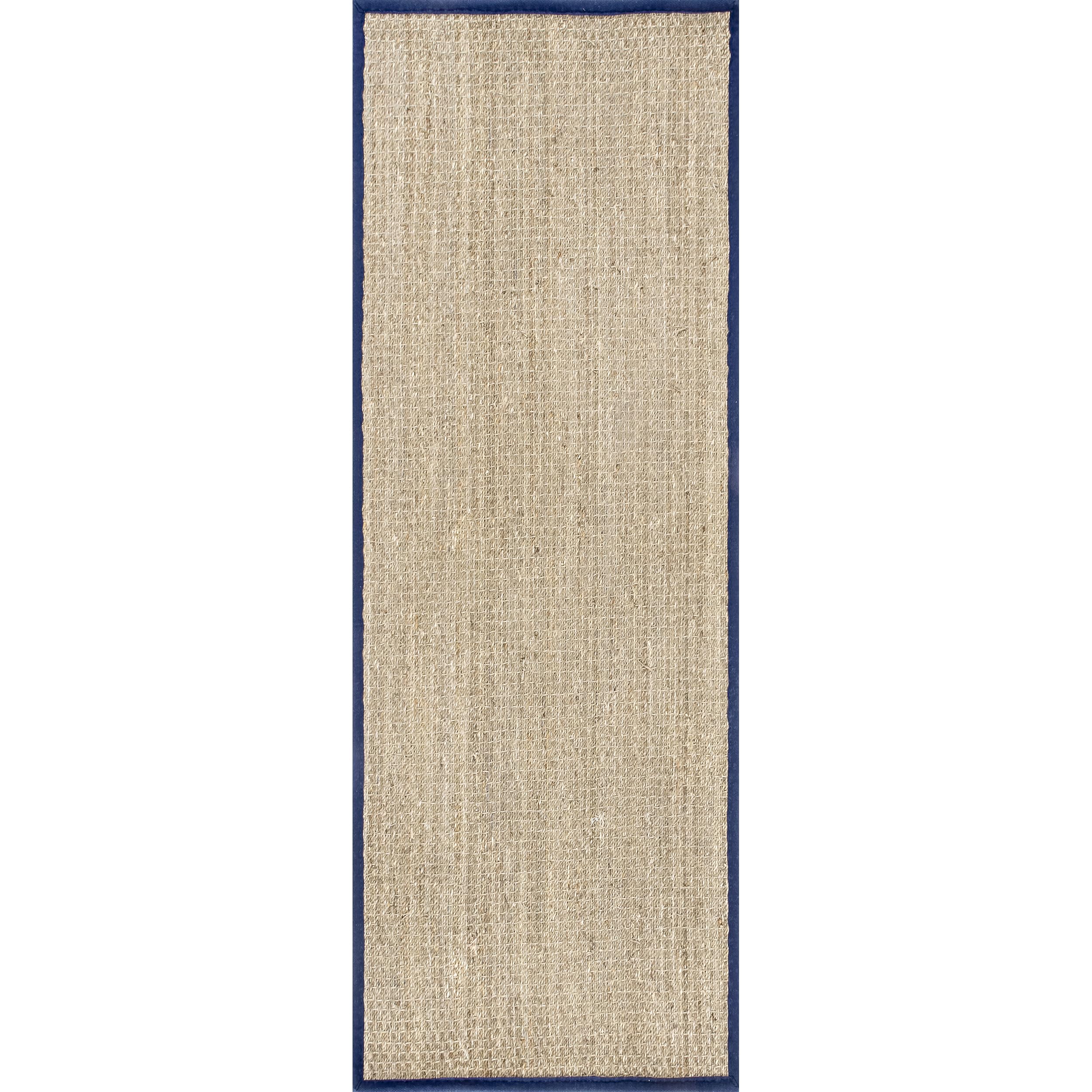 nuLOOM 2x6 Elijah Seagrass Area Rug, Navy, Solid Farmhouse Style, Cotton Bordered, Basketweave, Natural Fiber, For Bedroom, Dining Room, Living Room, Hallway, Office, Kitchen, Entryway