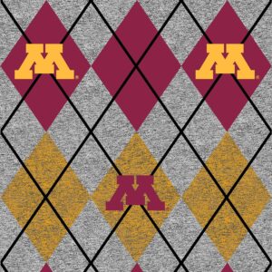 sykel enterprises university of minnesota fleece blanket fabric with argyle design on heather ground-sold by the yard argyle fleece fabric-fleece blanket fabric