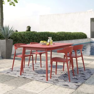 Novogratz 87818RED4E Poolside Collection, Felix Stacking, 4-Pack, Persimmon Dining Chairs, Red