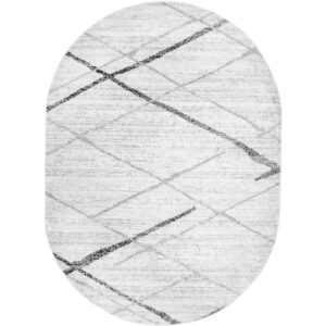 nuLOOM Oval 4x6 Thigpen Contemporary Area Rug, Grey, Abstract Lines, Non-Slip Backing, Stain Resistant, For Bedroom, Dining Room, Living Room, Hallway, Office, Kitchen, Entryway