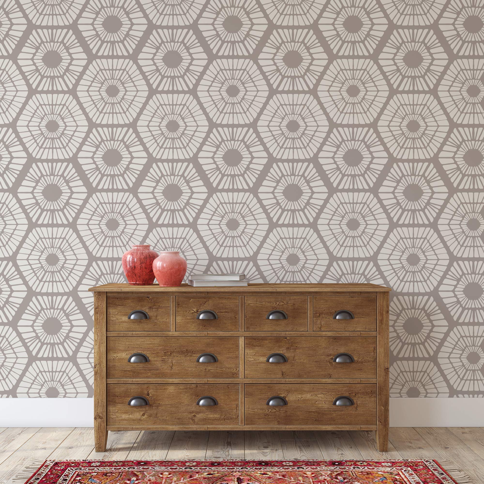 Scandinavian Geometric Pattern Wall Stencil - Wall Stencil, Accent Wall Stencil, Floor Stencil, Modern Wall Stencil - Use Stencils for A Wallpaper Look