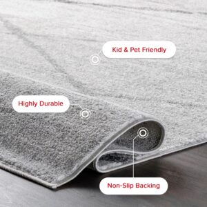 nuLOOM 2x10 Thigpen Contemporary Area Rug, Grey, Abstract Lines, Non-Slip Backing, Stain Resistant, For Bedroom, Dining Room, Living Room, Hallway, Office, Kitchen, Entryway