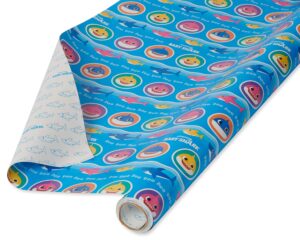 american greetings reversible wrapping paper, baby shark (1 roll, 75 sq. ft.)