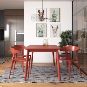 Novogratz 87818RED4E Poolside Collection, Felix Stacking, 4-Pack, Persimmon Dining Chairs, Red