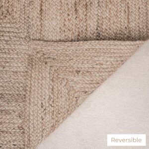 RAJRANG Reversible Jute Rug 3x5 Feet Natural Fibers Hand-Woven Braided Carpet for Farmhouse Living Room, Kitchen, Bedroom