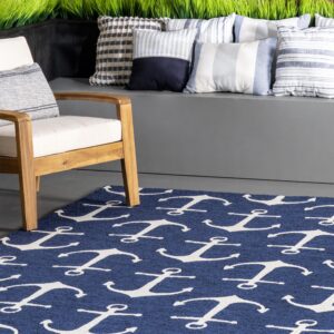 nuLOOM Hand Hooked Despina Indoor/ Outdoor Runner Rug, 2' 6" x 6', Navy