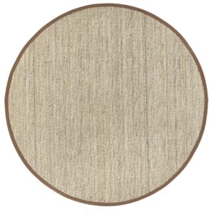 nuLOOM 4 Round Elijah Seagrass Area Rug, Brown, Solid Farmhouse Style, Cotton Bordered, Basketweave, Natural Fiber, For Bedroom, Dining Room, Living Room, Hallway, Office, Kitchen, Entryway