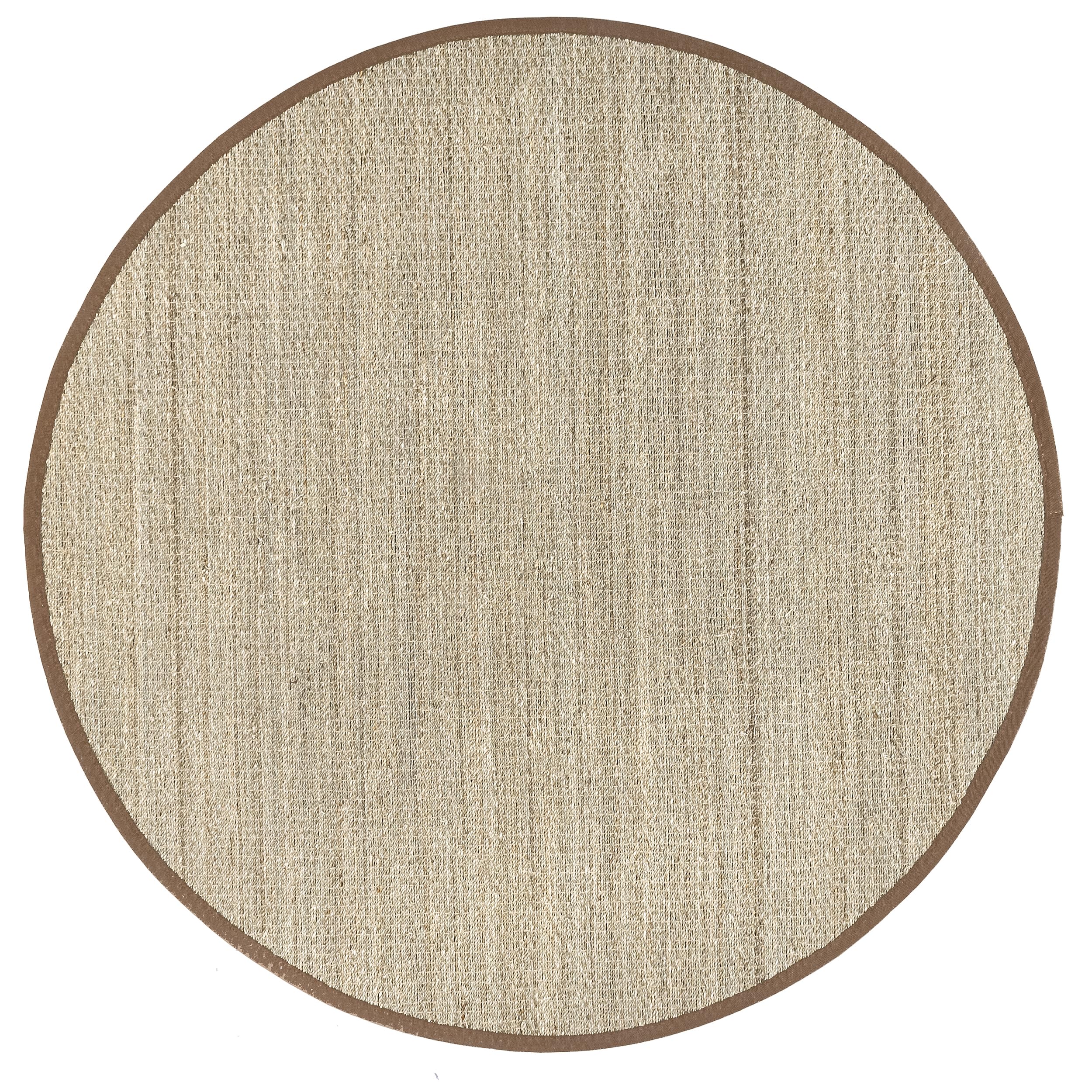 nuLOOM 4 Round Elijah Seagrass Area Rug, Brown, Solid Farmhouse Style, Cotton Bordered, Basketweave, Natural Fiber, For Bedroom, Dining Room, Living Room, Hallway, Office, Kitchen, Entryway