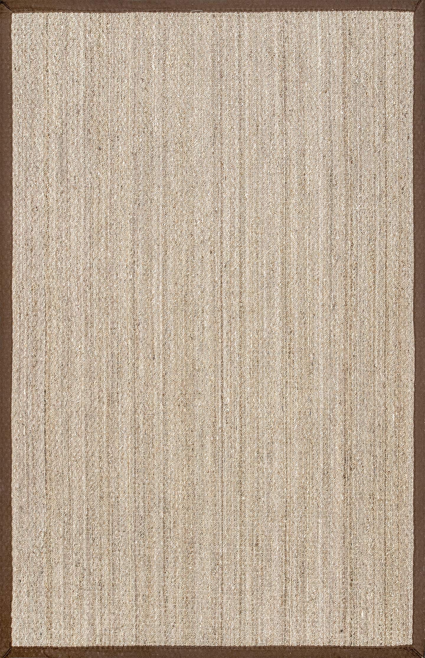 nuLOOM 4 Round Elijah Seagrass Area Rug, Brown, Solid Farmhouse Style, Cotton Bordered, Basketweave, Natural Fiber, For Bedroom, Dining Room, Living Room, Hallway, Office, Kitchen, Entryway