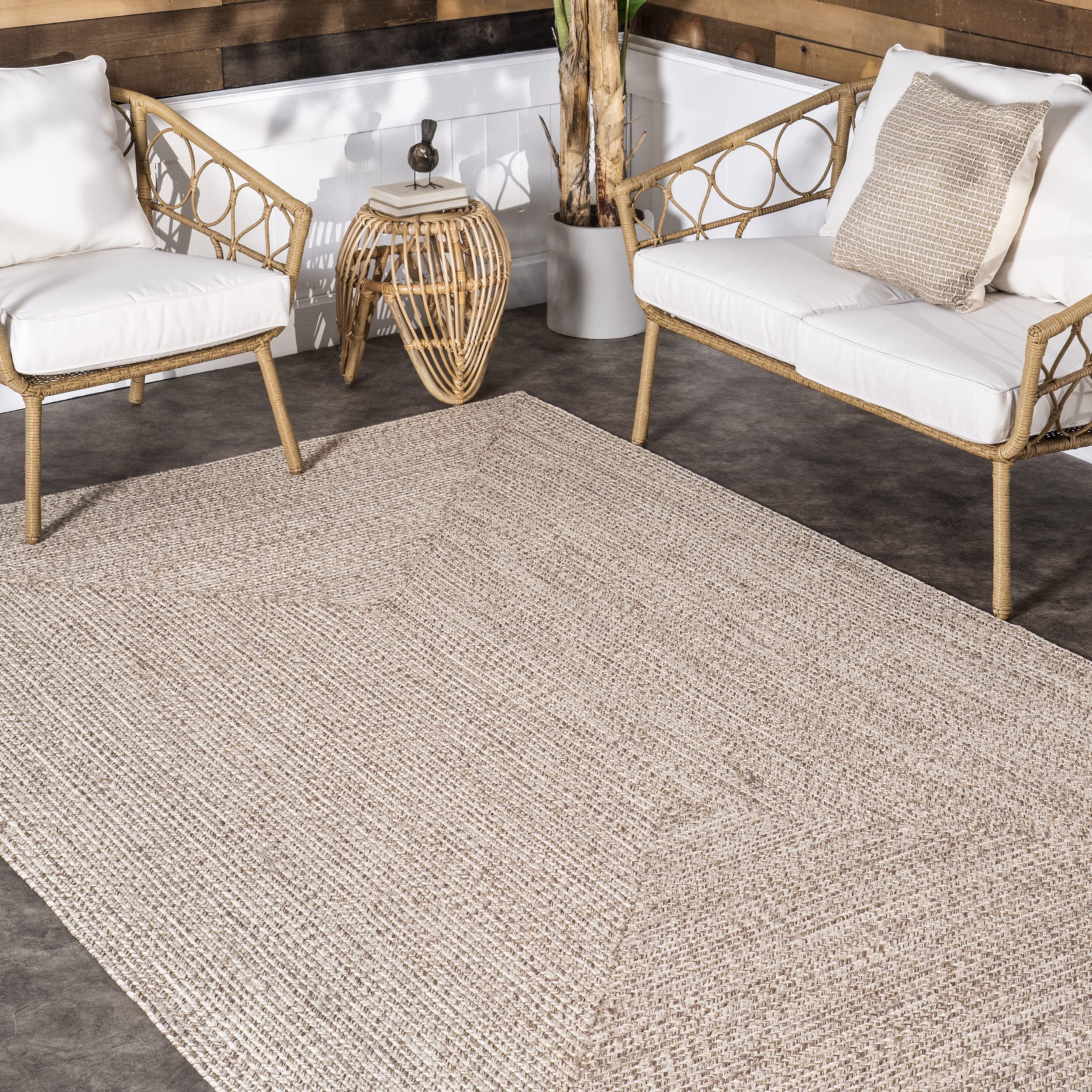 nuLOOM Braided Indoor/Outdoor Area Rug, Oval 5' x 8', Wynn Tan