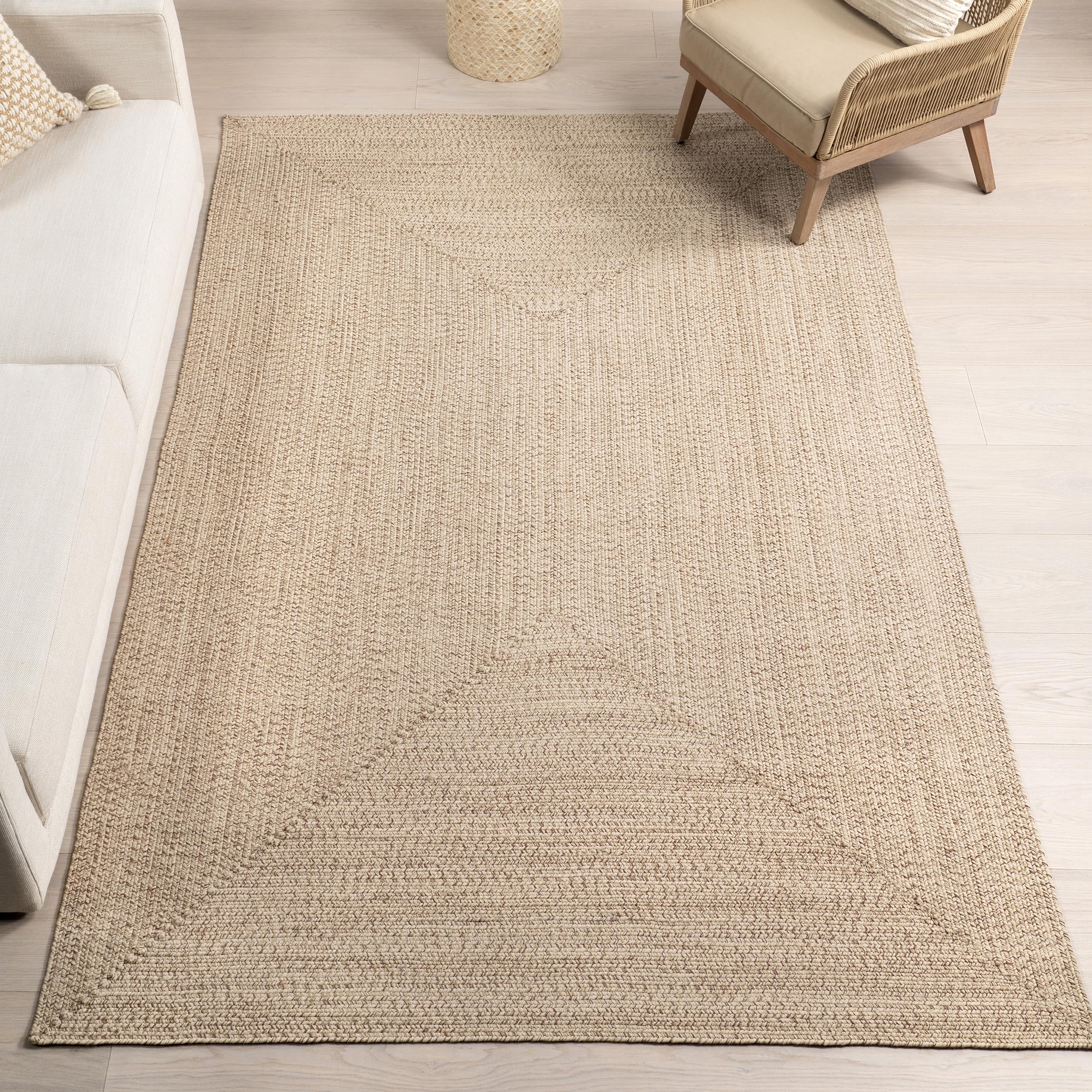 nuLOOM Braided Indoor/Outdoor Area Rug, 4' Round, Wynn Tan