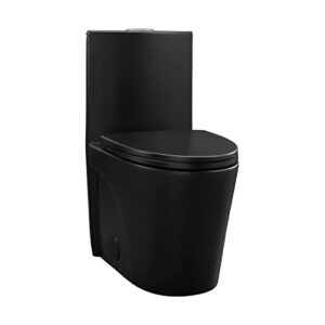 st. tropez one-piece elongated toilet vortex dual-flush in matte black 1.1/1.6 gpf