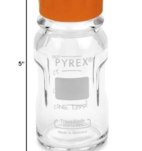 PYREX Slim Line, 1399-125, 125ml Round Media Storage Bottles, with GL45 Screw Cap (Pack of 2)