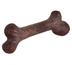 pet qwerks dinosaur barkbone - nylon dog bone for aggressive chewers - steak flavor - 11"