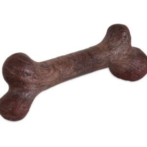 Pet Qwerks Dinosaur BarkBone - Nylon Dog Bone for Aggressive Chewers - Steak Flavor - 11"