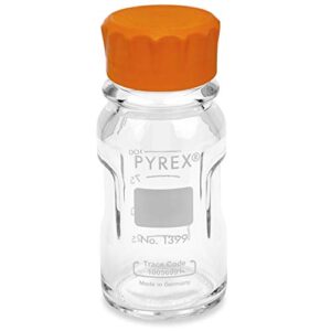 pyrex slim line, 1399-125, 125ml round media storage bottles, with gl45 screw cap (pack of 2)