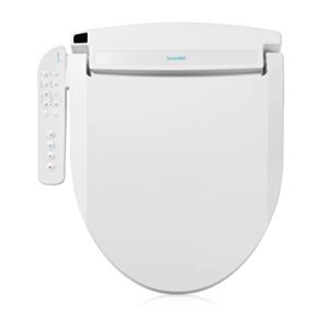 brondell lt89 electric bidet toilet seat, fits round toilets, white – side arm control, warm water wash, strong wash mode, stainless-steel nozzle, nightlight and easy installation