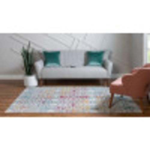 Unique Loom Charm Collection Abstract, Bohemian, Distressed, Modern, Dark Colors Area Rug, 4' 0" x 6' 0", Multi/Ivory