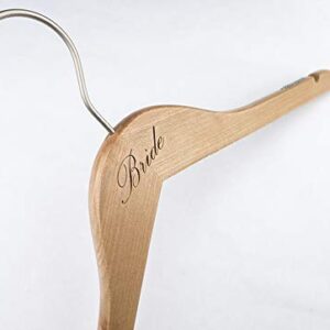 NAHANCO B20017ENG Bridal Hanger, Natural Wood Hanger Engraved with (Bride), 17” (1 Piece), Natural w/Engraved Print