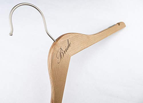 NAHANCO B20017ENG Bridal Hanger, Natural Wood Hanger Engraved with (Bride), 17” (1 Piece), Natural w/Engraved Print