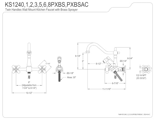 Kingston Brass KS124PXBSAC Heritage Bridge Kitchen Faucet, Antique Copper, 11.81 x 8.13 x 8.5