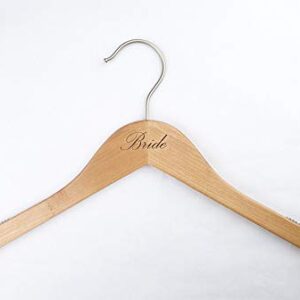 NAHANCO B20017ENG Bridal Hanger, Natural Wood Hanger Engraved with (Bride), 17” (1 Piece), Natural w/Engraved Print