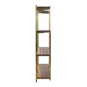 A and B Home 45500 70.9" H Rectangle Gold Stainless Steel/Leather Indoor w/4 Tiers, Modern Style, Tall Shelf