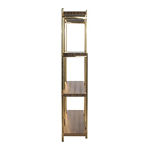 A and B Home 45500 70.9" H Rectangle Gold Stainless Steel/Leather Indoor w/4 Tiers, Modern Style, Tall Shelf