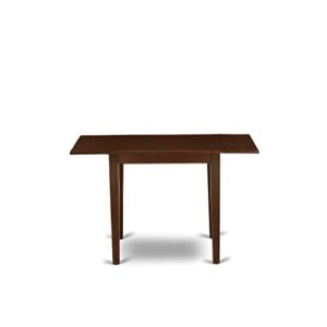 East West Furniture NDNO5-MAH-W 5 Piece Dining Room Table Set Includes a Rectangle Dining Table with Dropleaf and 4 Wood Seat Chairs, 30x48 Inch, Mahogany