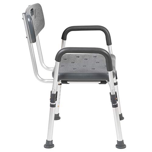 Flash Furniture HERCULES Series 300 Lb. Capacity, Adjustable Gray Bath & Shower Chair with Depth Adjustable Back