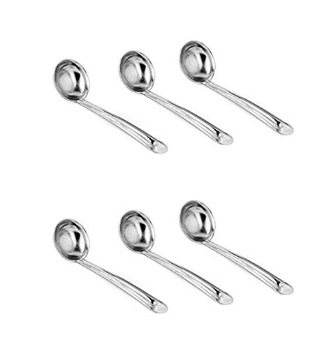 Indian Crafts idea Stainless Steel Oil and Ghee Pot of Spoons, Stainless Steel Ghee,Oil Pot with Spoon for Kitchen Dining Storage Container, Set of 6(7 cm)