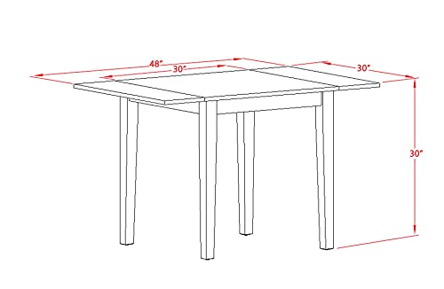 East West Furniture NDNO5-MAH-W 5 Piece Dining Room Table Set Includes a Rectangle Dining Table with Dropleaf and 4 Wood Seat Chairs, 30x48 Inch, Mahogany