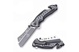 snake eye tactical every day carry two tone razor style blade folding knife | outdoor survival pocket knife | small one-hand knife made of stainless steel blade (gray)