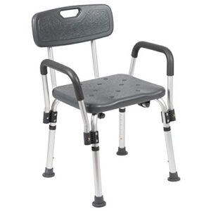 Flash Furniture HERCULES Series 300 Lb. Capacity, Adjustable Gray Bath & Shower Chair with Depth Adjustable Back